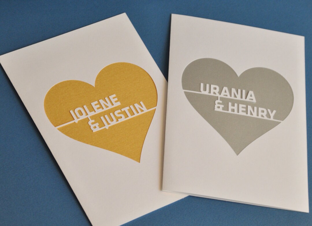 Personalized Anniversary Card Heart With Your Names Paper Cut Choose ...