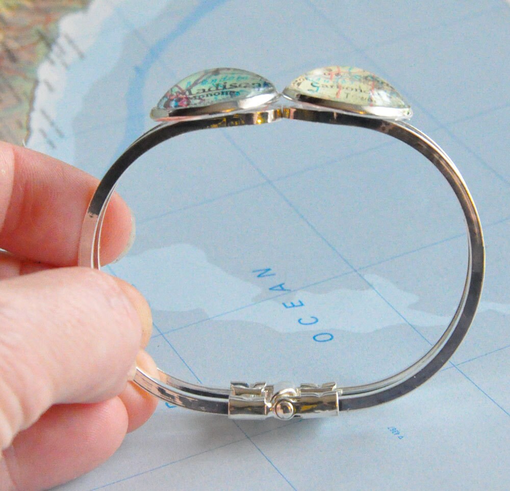 Long Distance Friendship Bracelet Personalized Map Cuff You Choose the ...