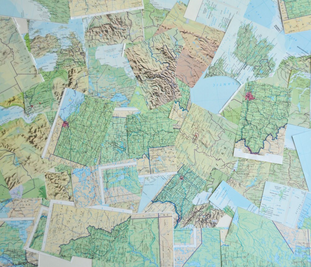 Map Paper Scrap Pack Wedding DIY Decorations Travel Themed - Etsy