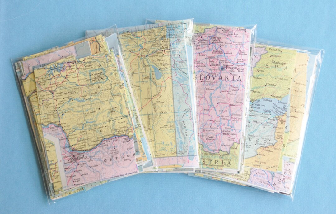 Map Paper Scrap Pack 60+ Pieces All PASTEL Scrapbook Paper DIY Wedding ...