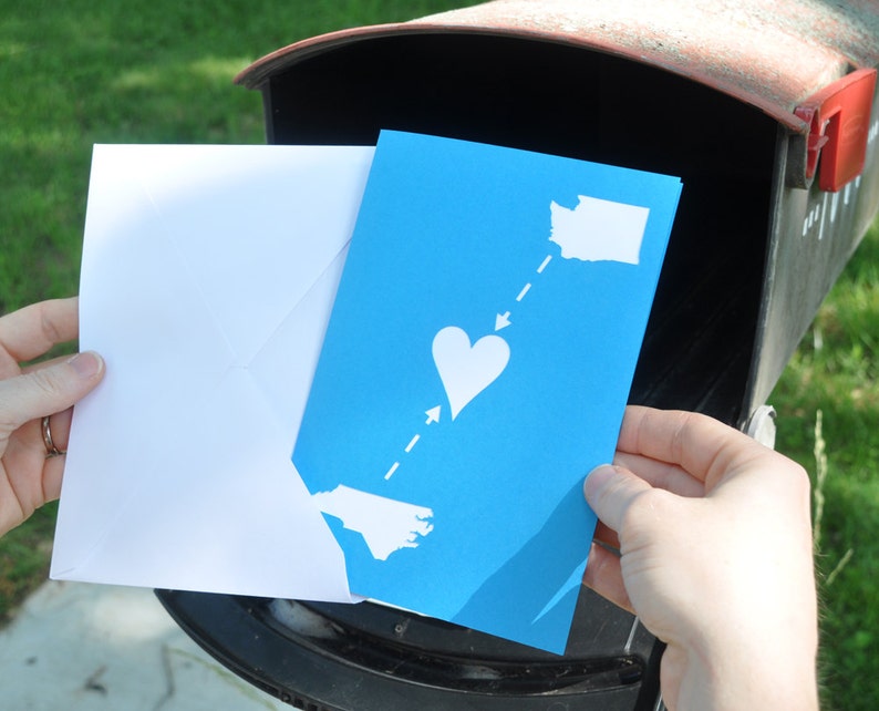 Long Distance Relationship Map Card Custom Made With Your Two States - Etsy