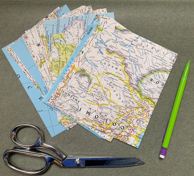 Map Paper Scrap Pack Wedding DIY Decorations Travel Themed - Etsy