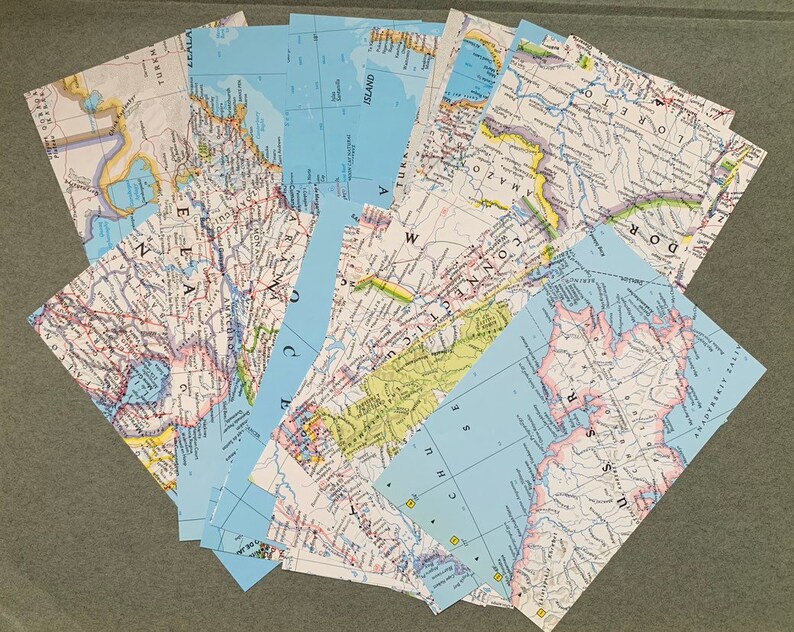 Map Paper Scrap Pack Wedding DIY Decorations Travel Themed - Etsy
