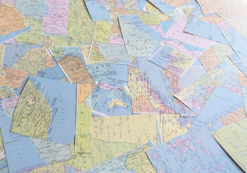 Map Paper Scrap Pack 60+ Pieces All PASTEL Scrapbook Paper DIY Wedding ...