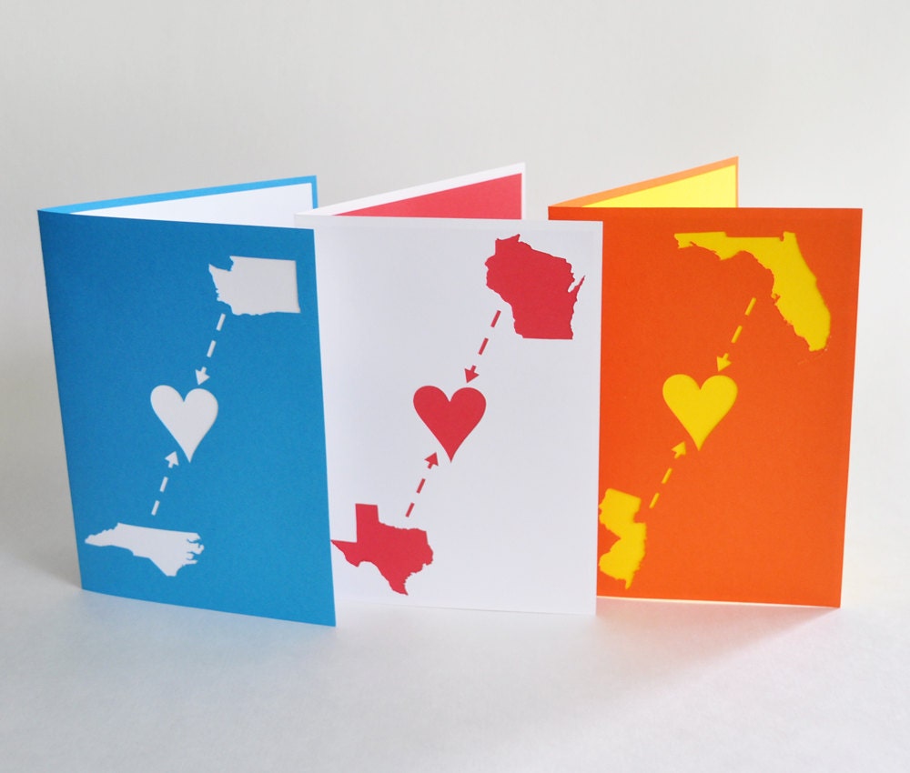 Long Distance Relationship Map Card Custom Made With Your Two States - Etsy