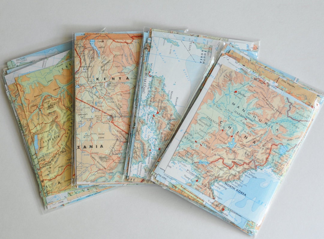 Map Paper Scrap Pack 50+ Pieces Scrapbook ALL MATCHING DIY Wedding ...