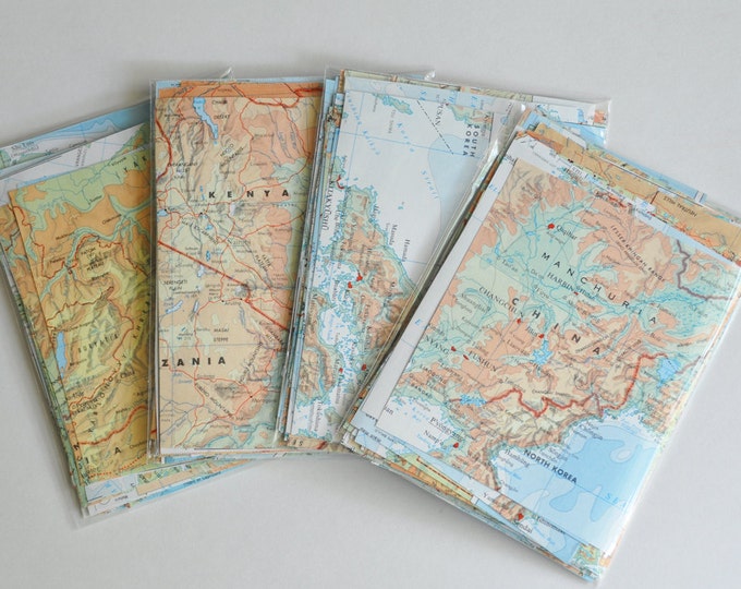 Map Paper Scrap Pack 50+ Pieces Scrapbook ALL MATCHING DIY Wedding ...