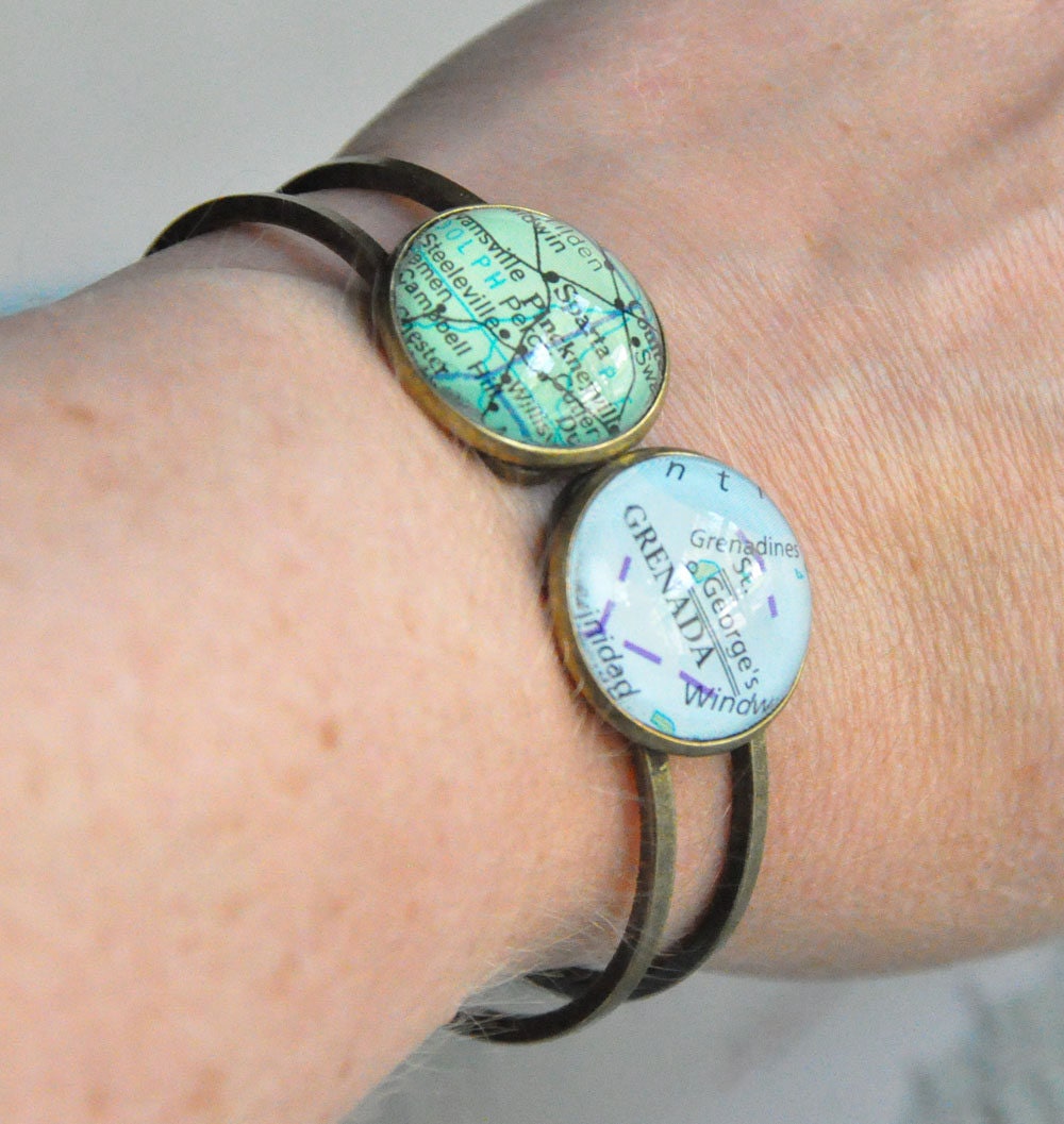 Long Distance Friendship Bracelet Personalized Map Cuff You Choose the ...