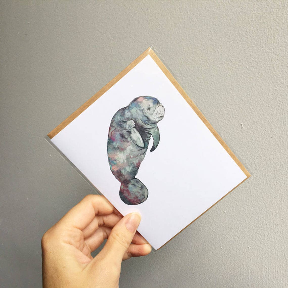 Manatee Blank Greeting Card Reproduction of My Original Watercolor Ink ...
