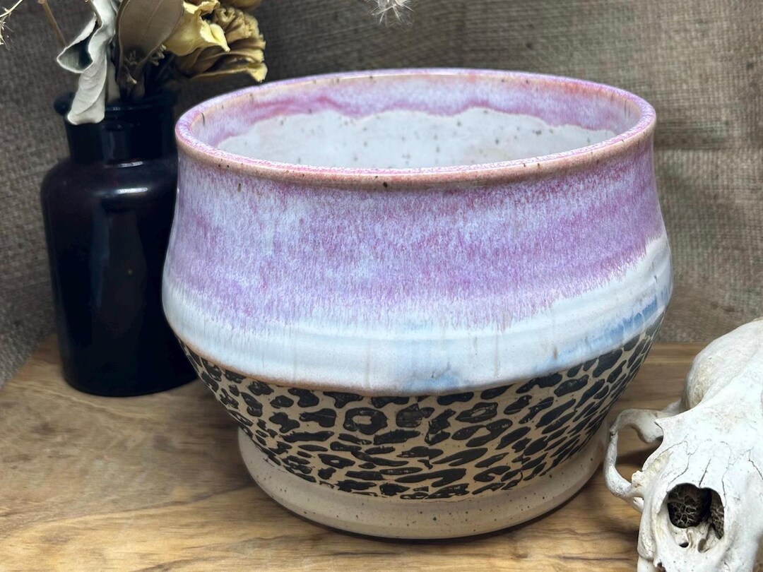 Pink Leopard Ceramic Bowl | Planter | Handmade - Etsy