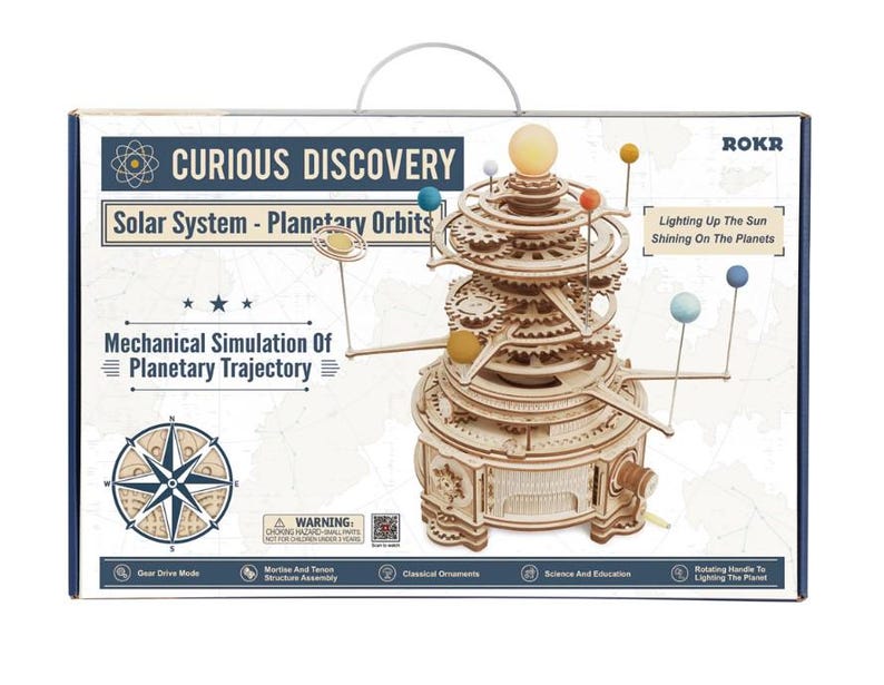 ROKR Mechanical Orrery 3D Wooden Puzzle Robotime DIY Mechanical Model ...