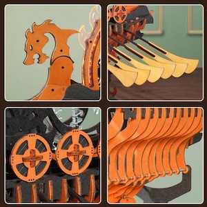 ROKR Viking Dragon Ship 3D Wooden Puzzle Robotime DIY Mechanical Model ...