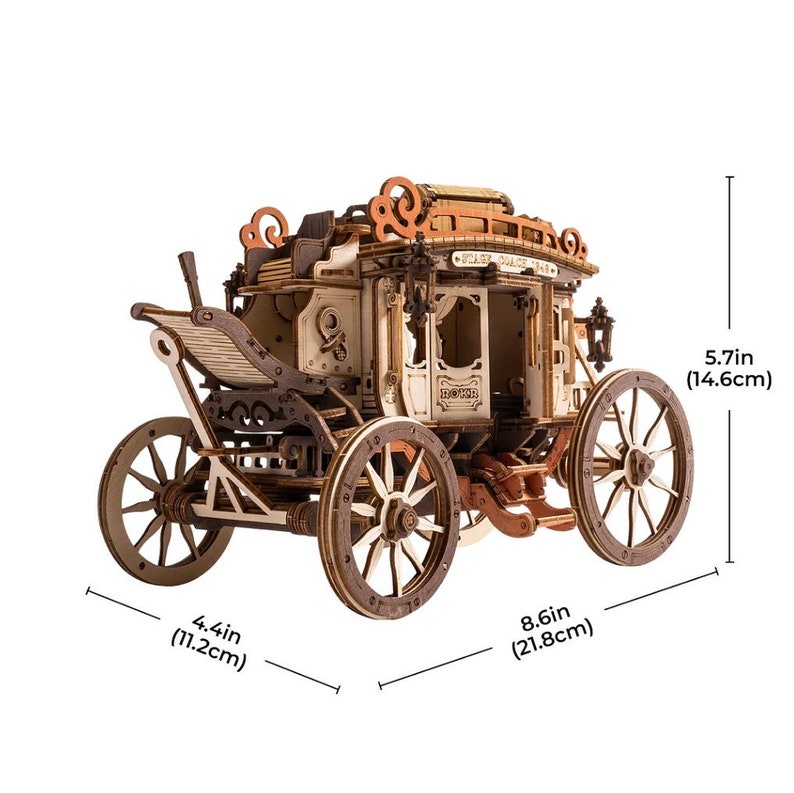 ROKR Stagecoach 3D Wooden Puzzle Robotime Carriage DIY Mechanical Model ...
