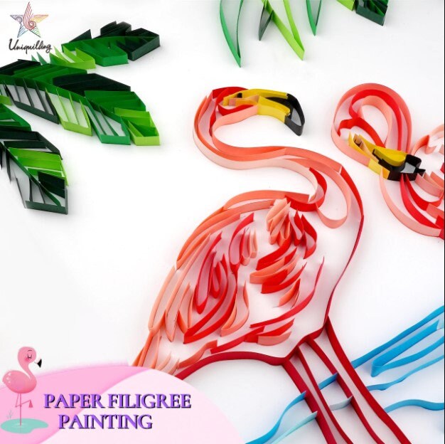 Flamingos Paper Quilling DIY Kit With Tools Paper Model Handmade Home ...