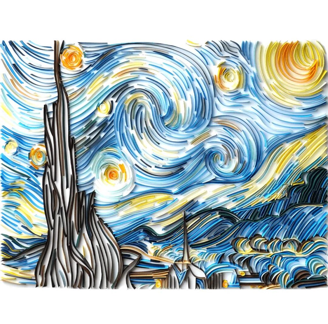 The Starry Night Paper Quilling DIY Kit With Tools Paper Model Handmade ...