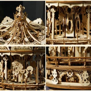 ROKR Romantic Carousel 3D Wooden Puzzle Robotime DIY Mechanical Model ...