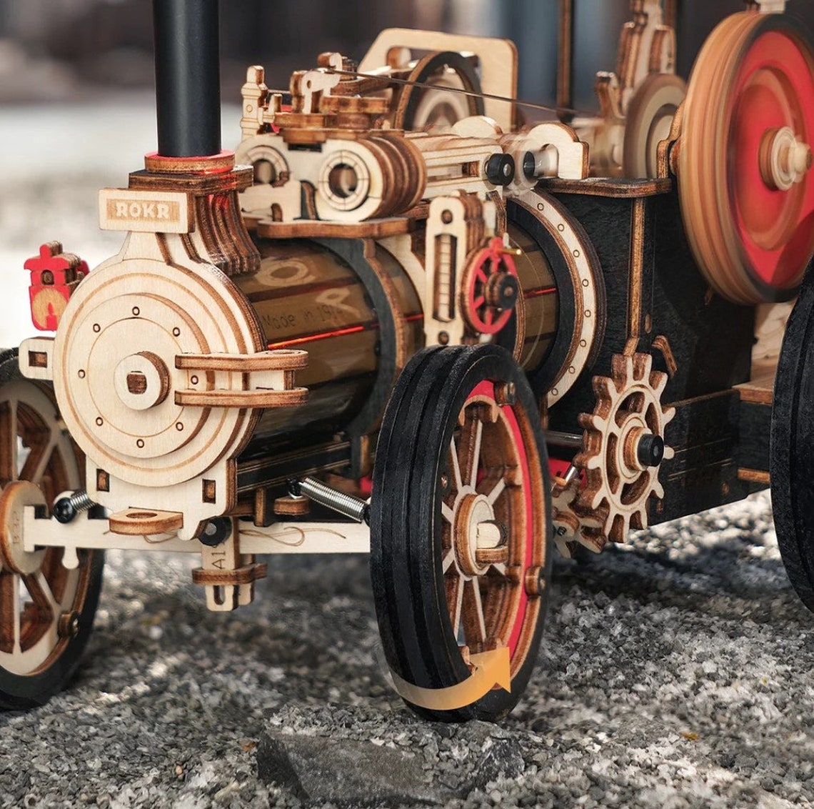 ROKR Steam Engine 3D Wooden Puzzle Robotime DIY Mechanical Model Kit ...