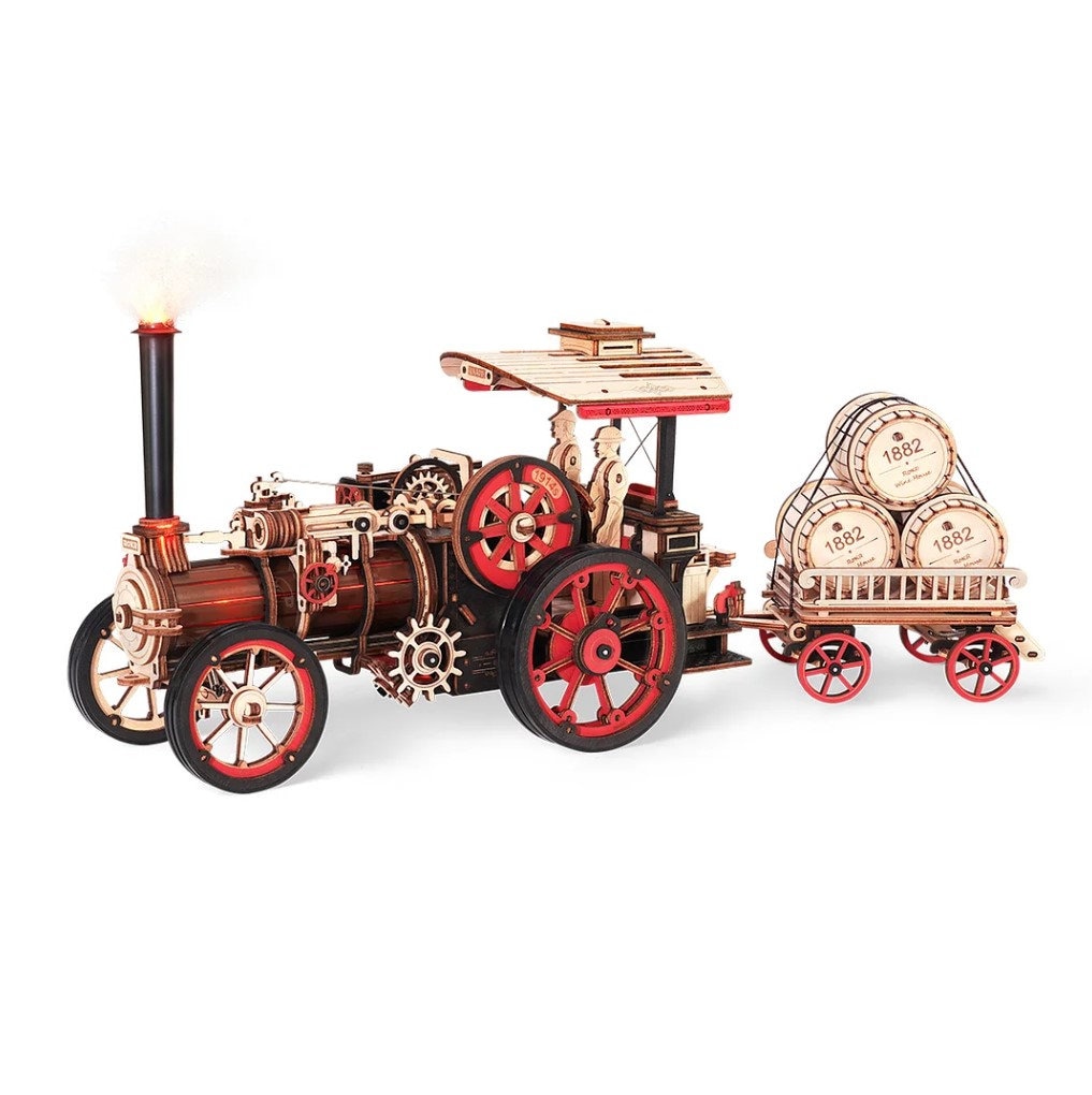 ROKR Steam Engine 3D Wooden Puzzle Robotime DIY Mechanical Model Kit ...