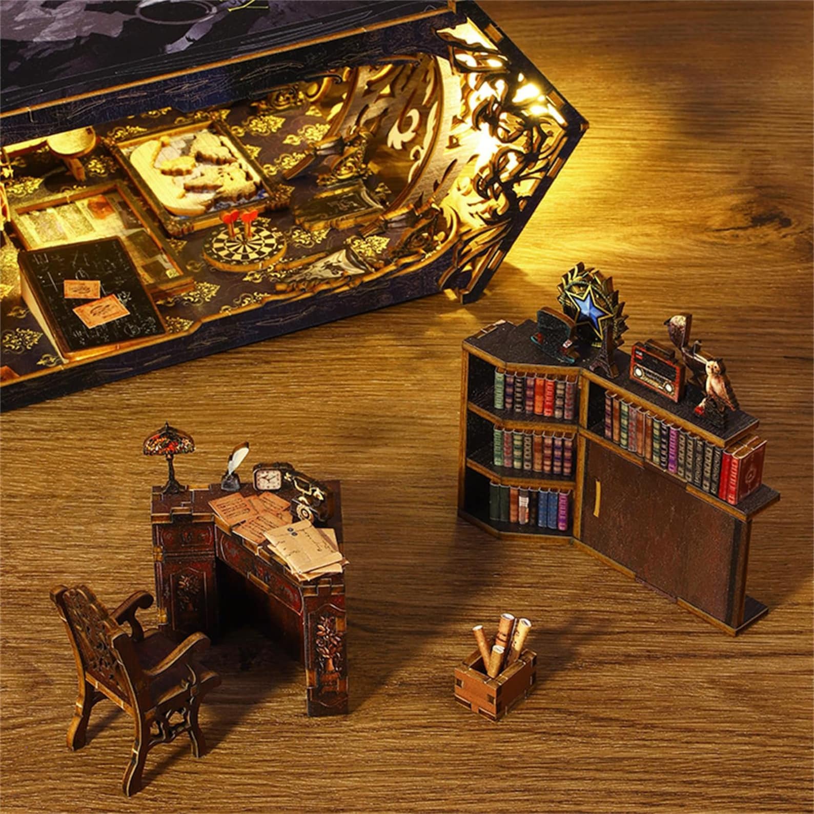Detective Famous Agency DIY Book Nook Bookshelf Insert Wooden Furniture ...