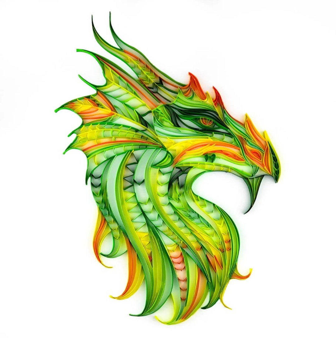 Warrior Dragon Green Paper Quilling DIY Kit With Tools Paper Model ...