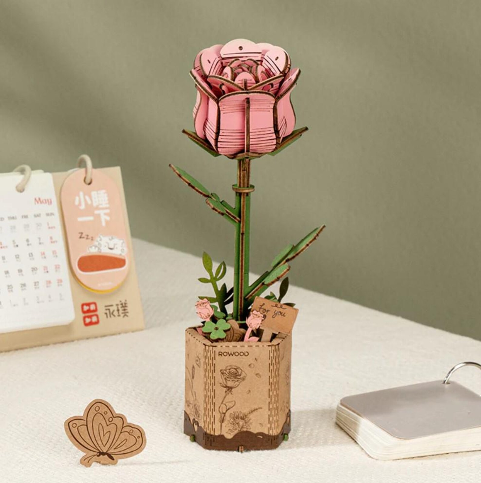 Rowood Flower Bouquet 3D Wooden Puzzle Robotime DIY Wooden Model Kit ...