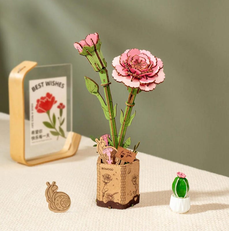Rowood Flower Bouquet 3D Wooden Puzzle Robotime DIY Wooden Model Kit ...