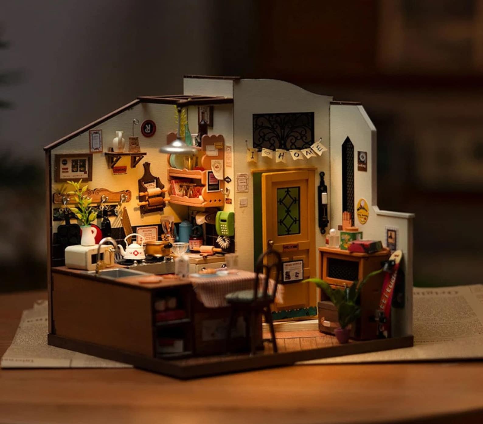 Cozy Kitchen Rolife DIY Miniature Dollhouse Kit 3D Wooden Puzzle Model ...