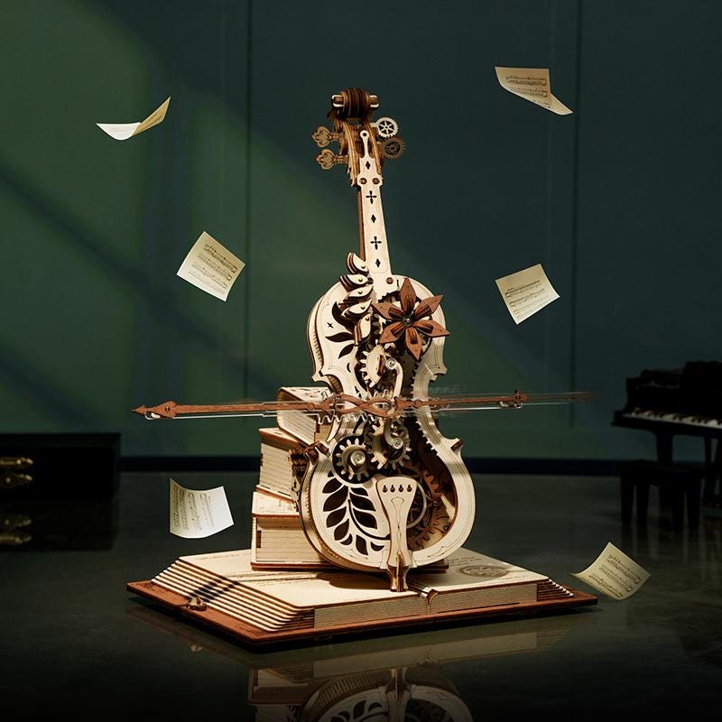 ROKR Magic Cello 3D Wooden Puzzle Robotime DIY Mechanical Model Kit ...