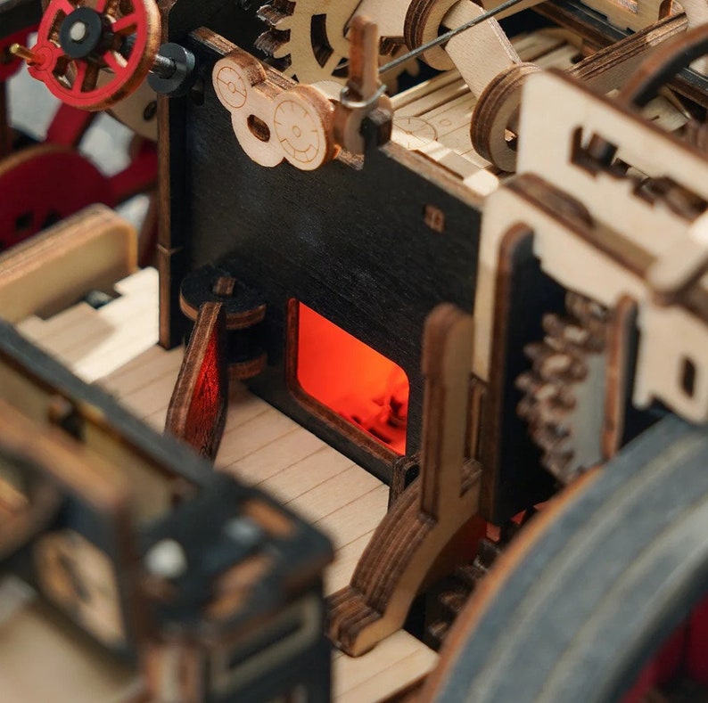ROKR Steam Engine 3D Wooden Puzzle Robotime DIY Mechanical Model Kit ...