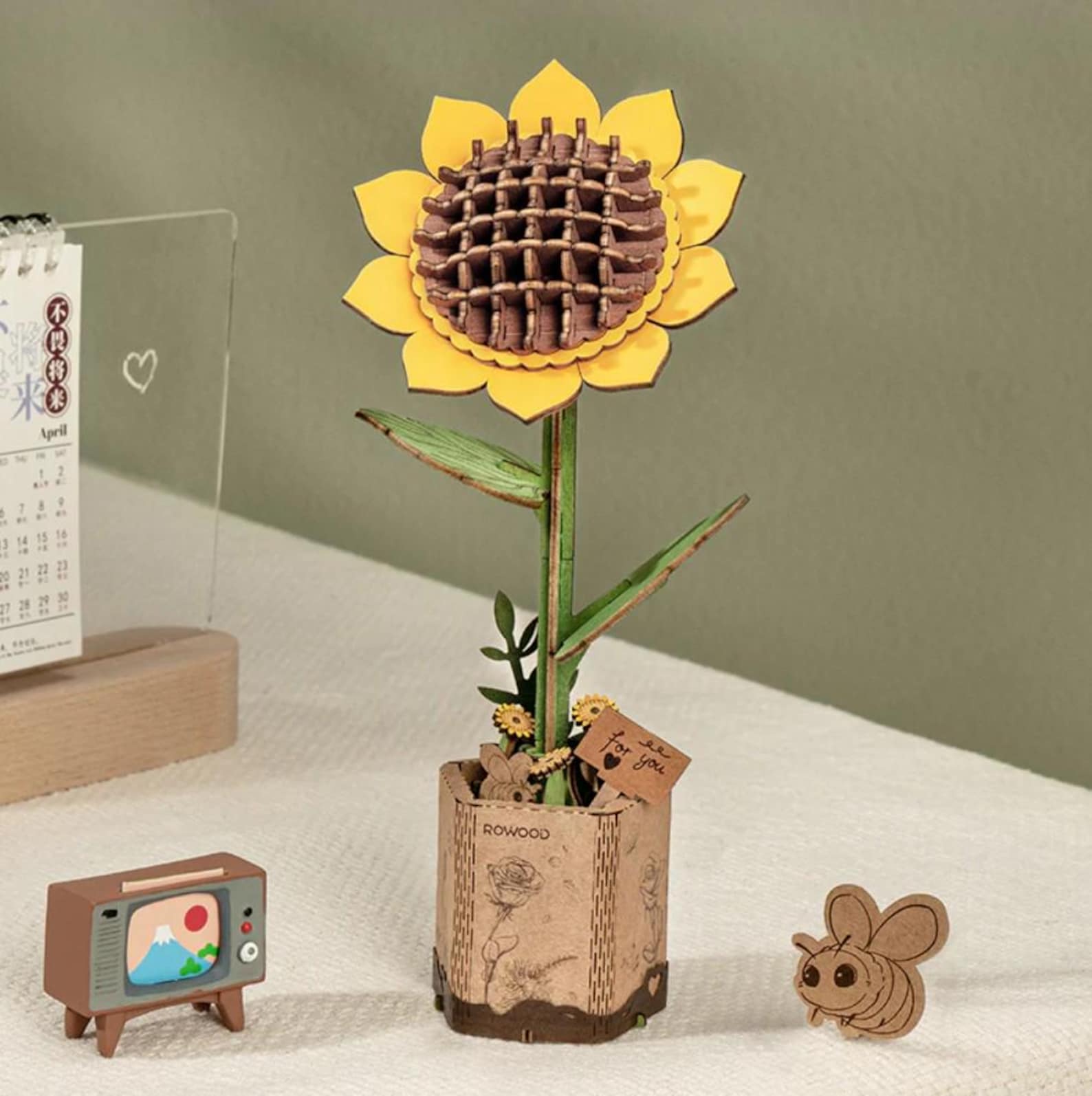 Rowood Flower Bouquet 3D Wooden Puzzle Robotime DIY Wooden Model Kit ...