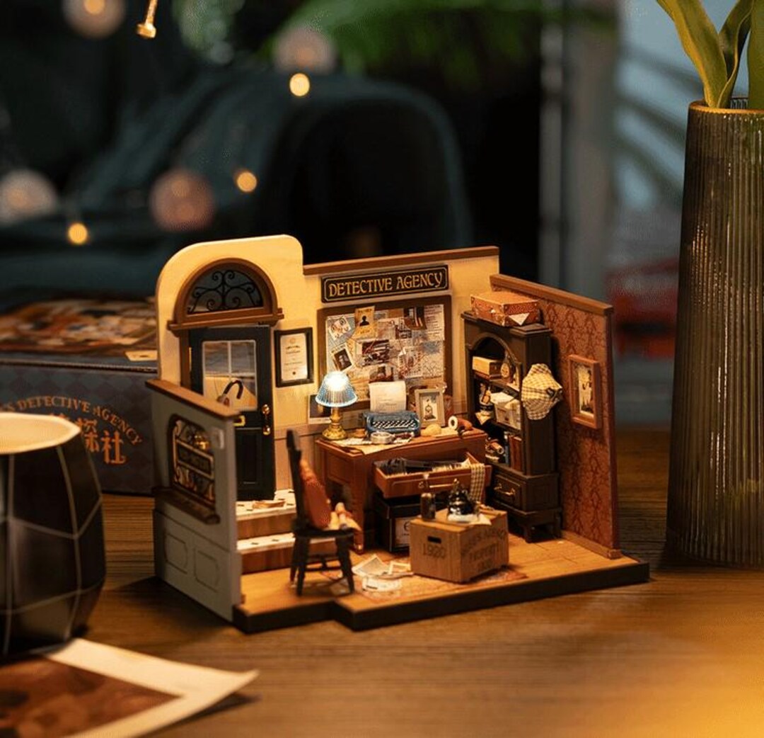 Mose's Detective Agency Rolife DIY Miniature Dollhouse Kit 3D Wooden ...