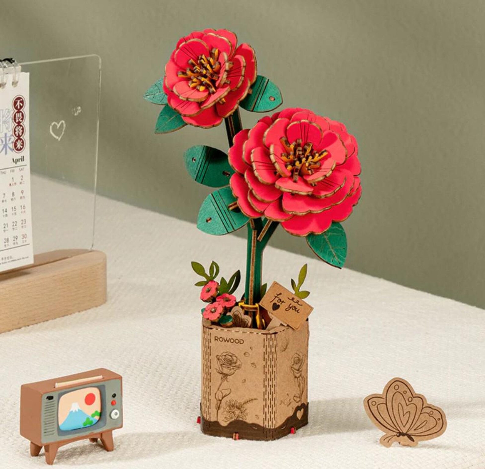 Rowood Flower Bouquet 3D Wooden Puzzle Robotime DIY Wooden Model Kit ...