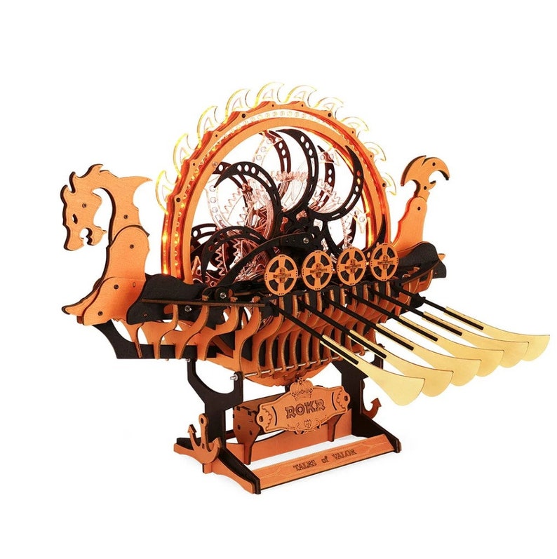 ROKR Viking Dragon Ship 3D Wooden Puzzle Robotime DIY Mechanical Model ...