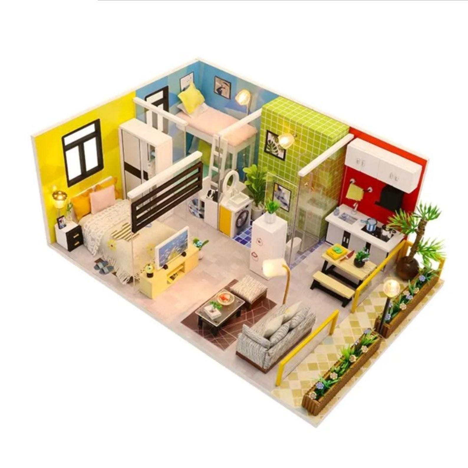 Simple Life DIY Miniature Dollhouse Kit 3D Wooden Puzzle Model Building ...