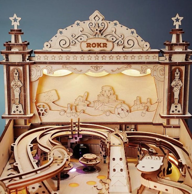 ROKR Pinball Machine 3D Wooden Puzzle Robotime DIY Mechanical Model Kit ...
