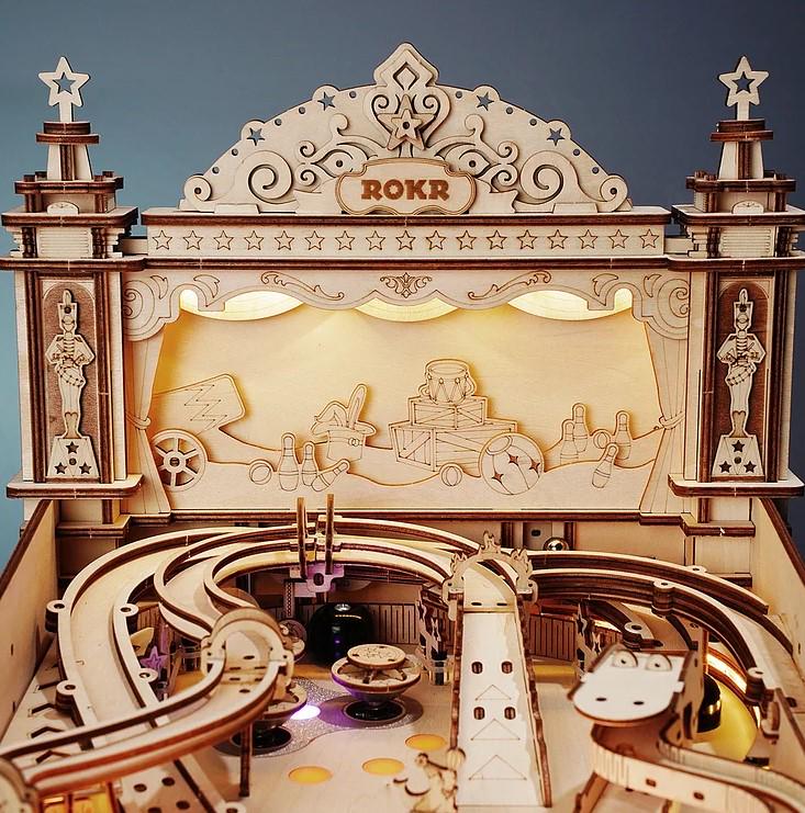 ROKR Pinball Machine 3D Wooden Puzzle Robotime DIY Mechanical Model Kit ...