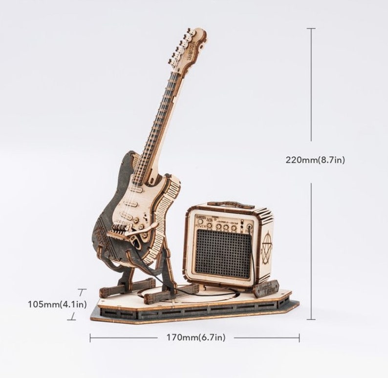 ROKR Electric Guitar 3D Wooden Puzzle Robotime DIY Wooden Model Kit ...
