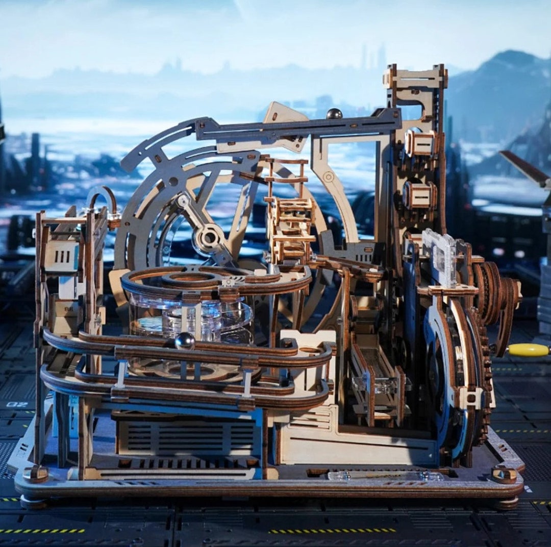 ROKR Marble Spaceport 3D Wooden Puzzle Robotime DIY Mechanical Model ...