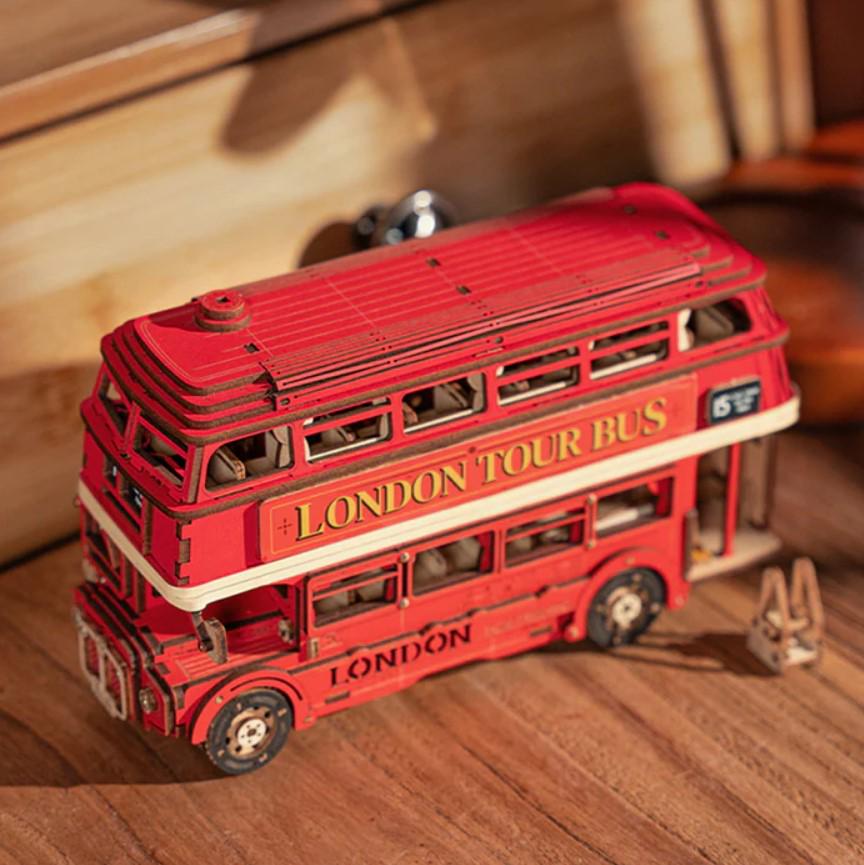 Rolife London Tour Bus 3D Wooden Puzzle Robotime DIY Mechanical Model ...