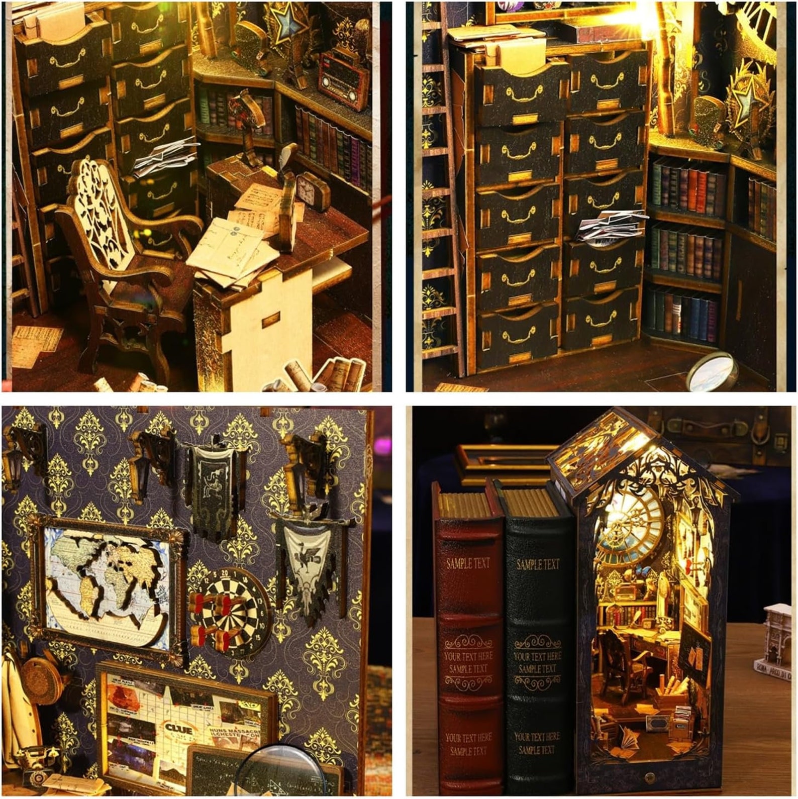 Detective Famous Agency DIY Book Nook Bookshelf Insert Wooden Furniture ...