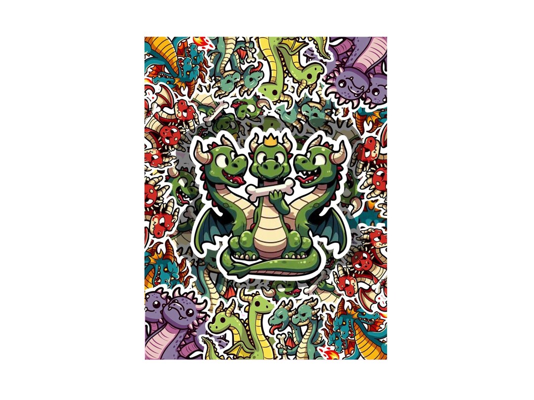 6 Pcs Three-headed Dragon Stickers - Etsy