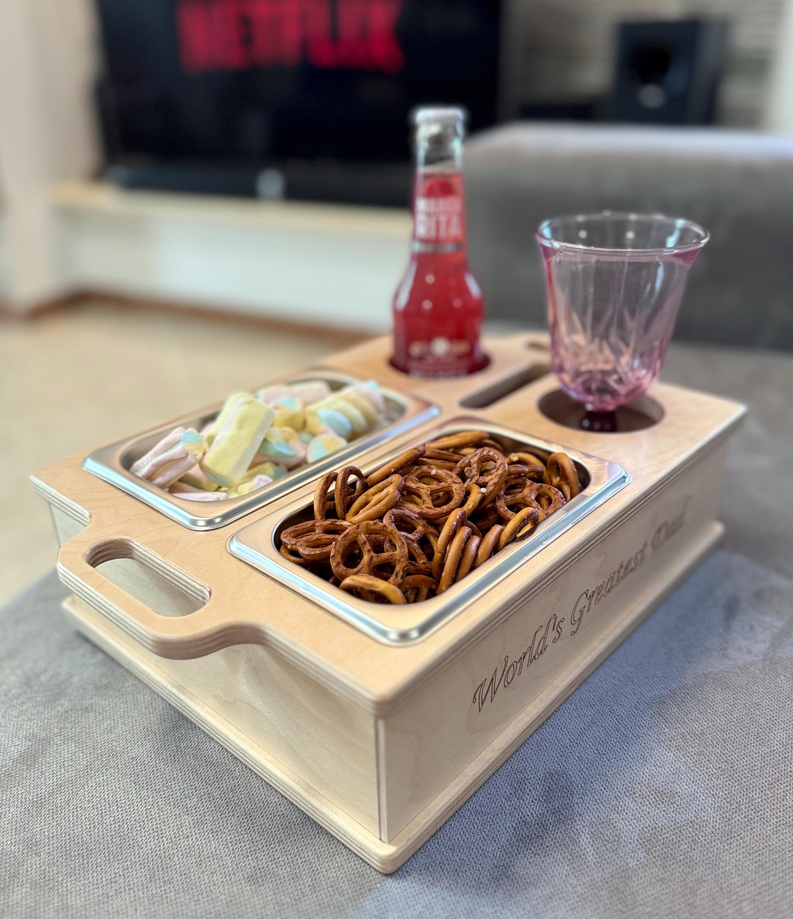 Personalized Couchbar Box Drink and Snack Holder for Sofa - Snack Bar ...