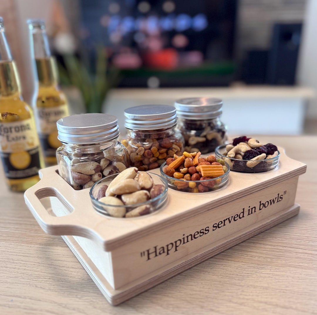 Handmade Wooden Snack Station: Couch Bar With Jars & Bowls - Etsy