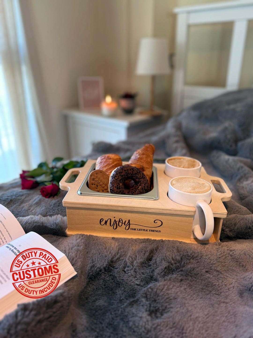 Personalized Couchbar for Sofa or Bed – Wooden Snack and Drink Tray ...