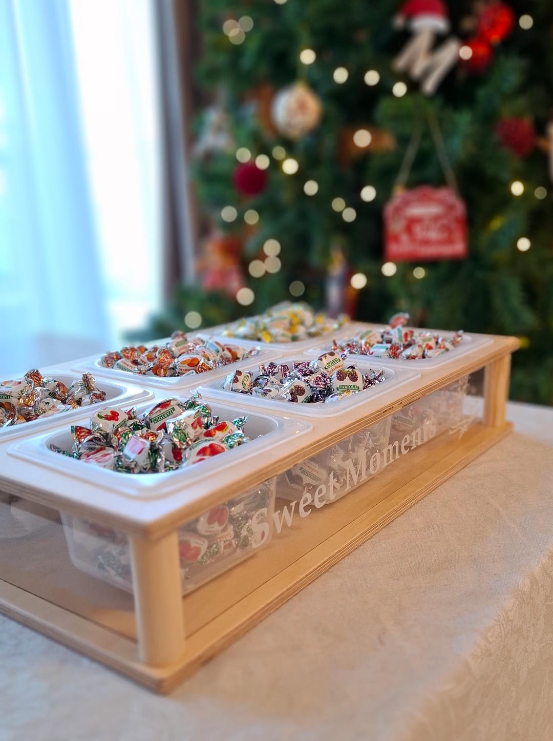 Expositor de doces para buffet – Estação de doces de mesa em madeira ...