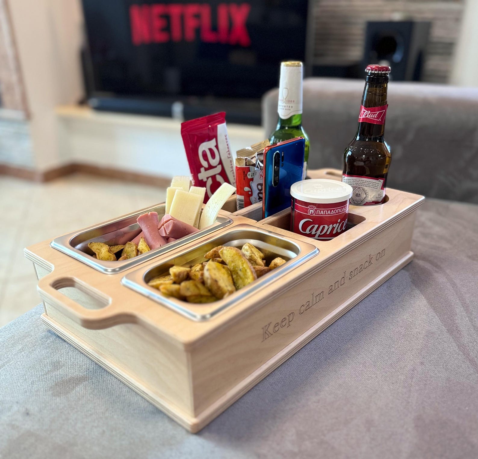 Personalized Couchbar Box Drink and Snack Holder for Sofa - Snack Bar ...
