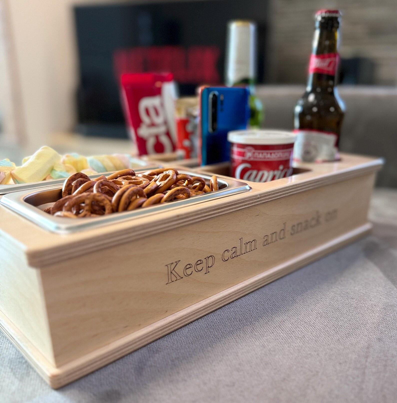 Personalized Couchbar Box Drink and Snack Holder for Sofa - Snack Bar ...