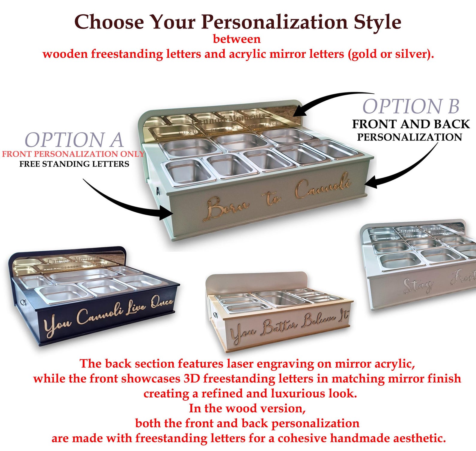 Natural White Cannoli Box – Luxury Portable Dessert Station With Straps ...