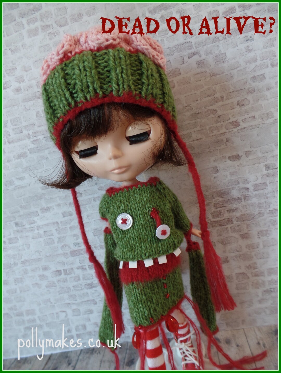 PDF Knitting Pattern - Zombie Dress and Brains Hat for 12" Blythe - Etsy