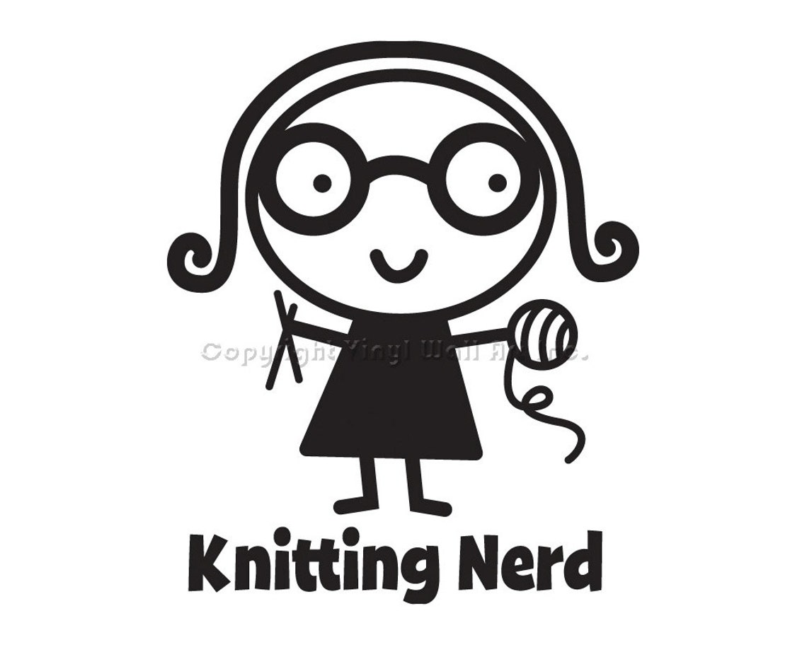 Knitting Nerd Vinyl Car Decal - Car Sticker, Laptop Sticker, Window ...